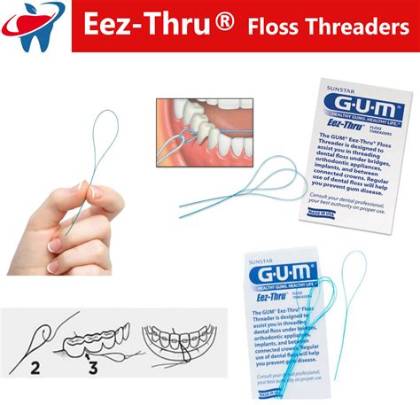 50 200x Sunstar Gum 840 Eez Thru Floss Threaders 50 Pieces Total Floss