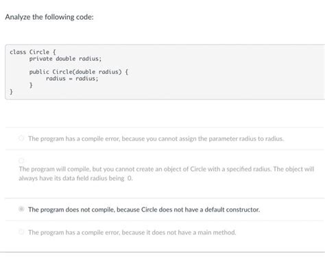 Solved Analyze The Following Code Class Circle Private