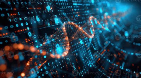 Digital Representation Of Dna Structure Intertwined With Data Streams