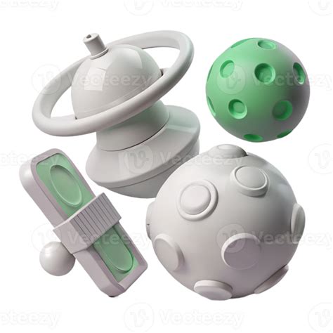 Abstract 3d Rendering Of White And Green Geometric Shapes 51223268 Png