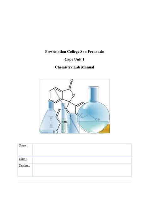 Cape Unit 1 Lab Manual Pdf Experiment Titration
