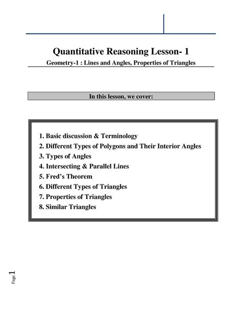Quant Lesson 1 Geometry 1 In This Lesson We Cover 1 Basic