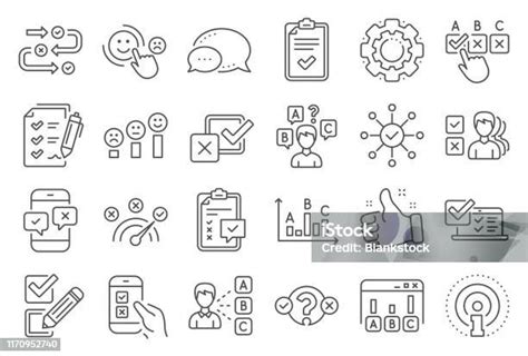 설문조사 또는 보고서 라인 아이콘입니다 의견의 집합 고객 만족 벡터 고객에 대한 스톡 벡터 아트 및 기타 이미지 고객 고급 날씬한 Istock