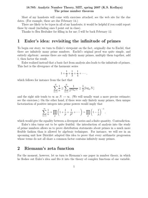 Prime Number Theorem Pdf Prime Number Functions And Mappings
