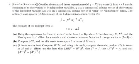Solved [6 Marks 3 Are Bonus ] Consider The Standard Linear