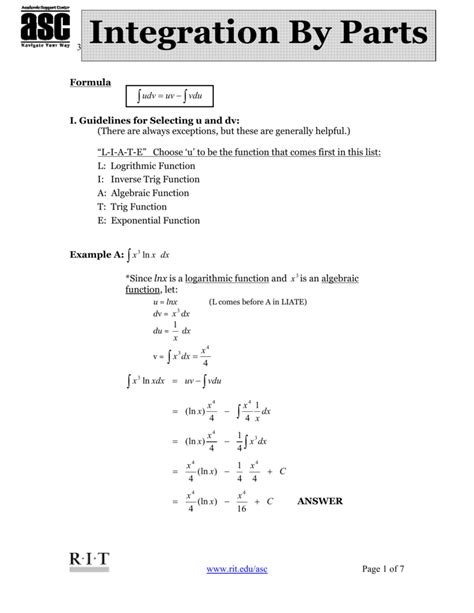 Integration By Parts