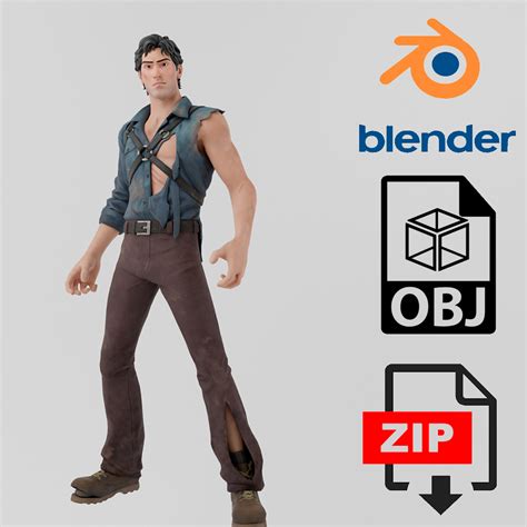 Obj File Ash Williams Evil Dead Lowpoly Rigged 😵・3d Printing Template To Download・cults
