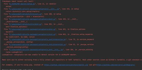 lookuperror setuptools scm was unable to detect version for · issue