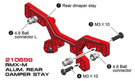 MST BK RMX M Aluminium Rear Damper Stay Color Black Drifted