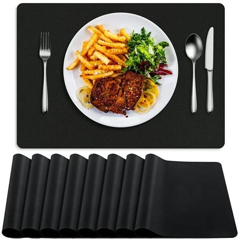Bipasion Placemats Set Of 8 Heat Resistant Luxury Leather Placemats