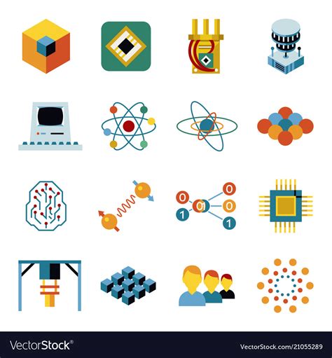 Quantum Computing Icon Set Royalty Free Vector Image
