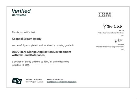 sriram reddy koonadi on linkedin certification djangodevelopment