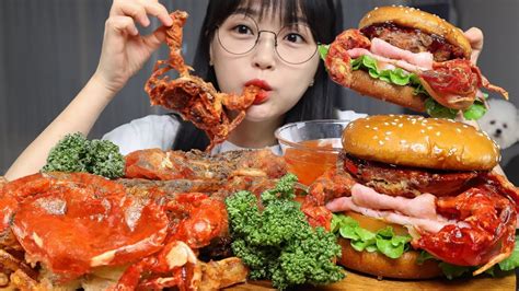 햄버거에 게가 통째로🦀소프트쉘크랩버거 먹방🍔soft Shell Crab Burger Mukbang Asmr Youtube