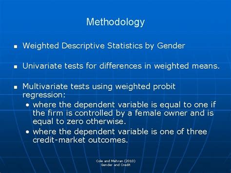 Gender And The Availability Of Credit To Privately