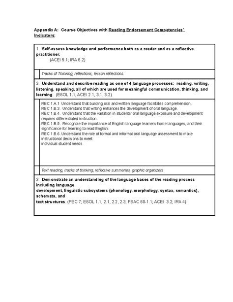 Red Appendix A Assignment Appendix A Course Objectives With Reading