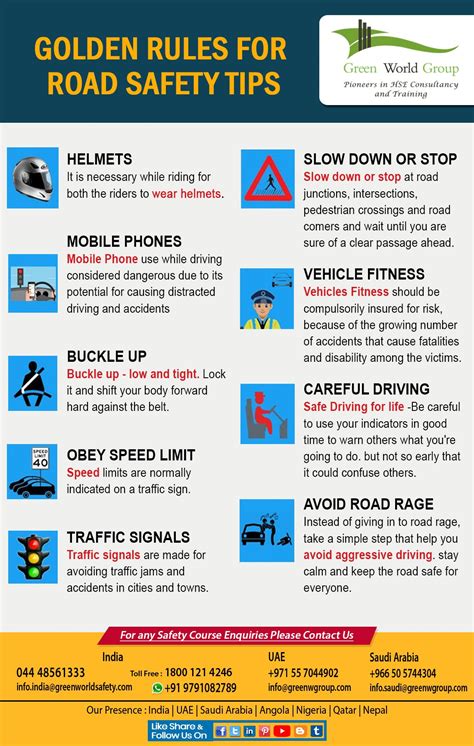 Golden Rules For Road Safety Tips Road Safety Tips Road Safety