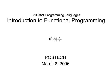 Ppt Cse 321 Programming Languages Introduction To Functional
