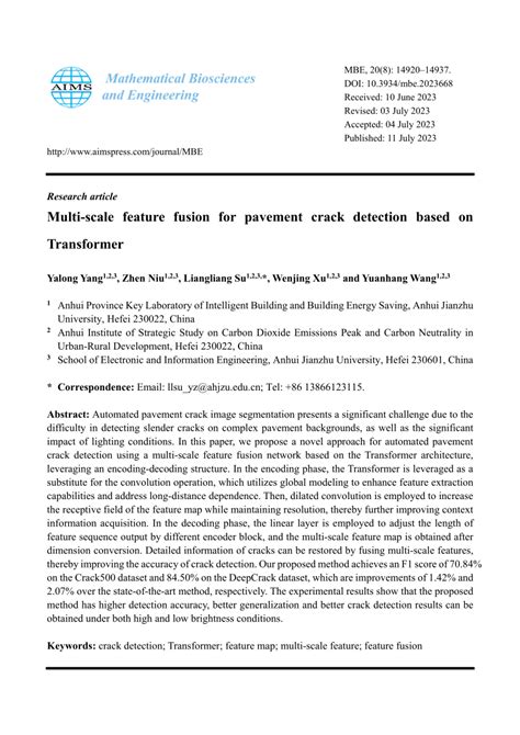PDF Multi Scale Feature Fusion For Pavement Crack Detection Based On