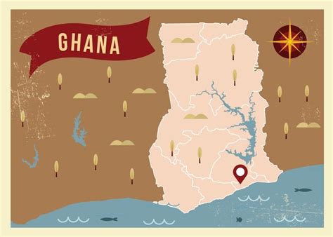 Vintage Ghana Map Illustration Vector 164562 Vector Art At Vecteezy