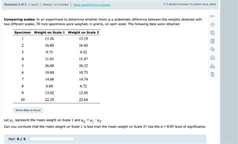Solved 11 3 Section Exercise 10 Critical Value Table