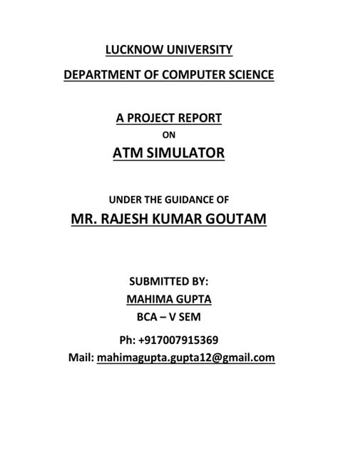 Project Report Pdf Automated Teller Machine Personal Identification Number