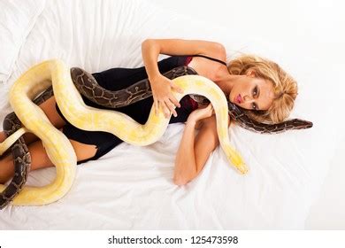 Sexy Blonde Woman Posing Python Stock Photo 125473598 Shutterstock