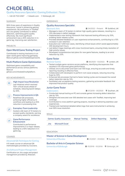 Game Developer Cv Examples And Guide For 2025