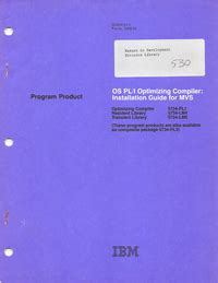 IBM OS PL I Optimising Compiler Installation Guide For MVS Manual Computing History