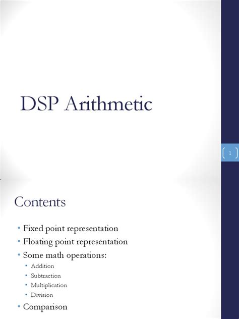 Dsp Arithmetic Pdf Digital Signal Processor Arithmetic