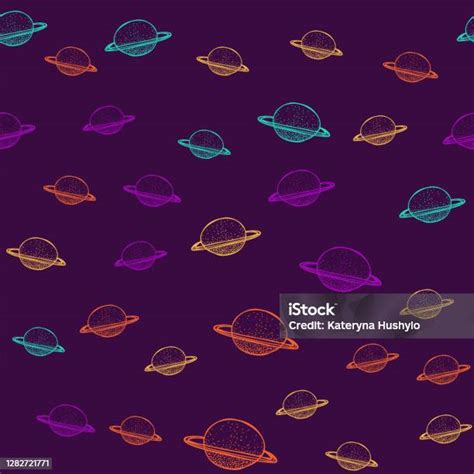 낙서 토성 행성에서 화려한 공간 원활한 패턴 어두운 배경에 격리 벡터 그림입니다 과학에 대한 스톡 벡터 아트 및 기타 이미지 과학 귀여운 낙서 드로잉 Istock