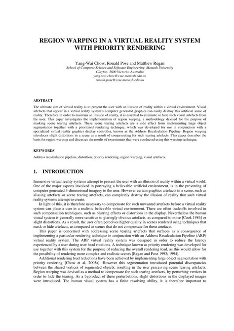 pdf region warping in a virtual reality system with priority rendering
