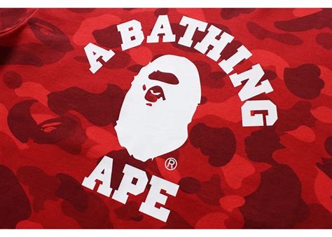 Bape Color Camo College Tee Red Mens Us