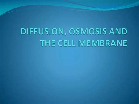 PPT DIFFUSION OSMOSIS AND THE CELL MEMBRANE PowerPoint Presentation ID