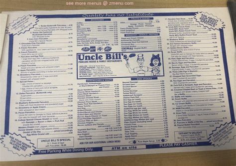 Online Menu Of Uncle Bills Pancake House Restaurant Cape May New
