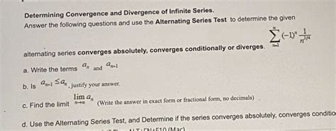 Solved Determining Convergence And Divergence Of Infinite