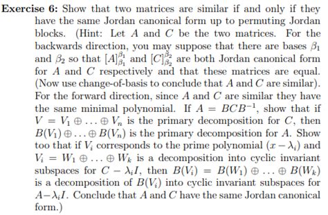 Solved Xercise Show That Two Matrices Are Similar If And Chegg