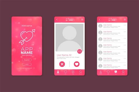 Free Vector Dating App Interface Set Template