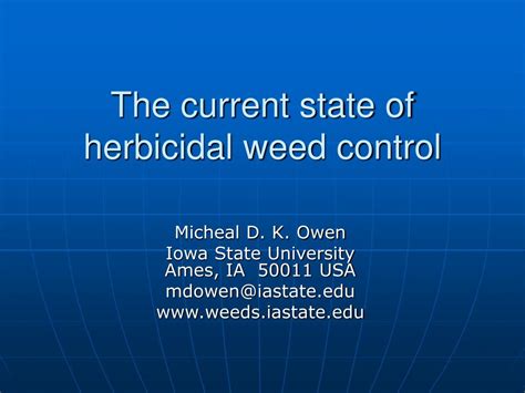 Ppt The Current State Of Herbicidal Weed Control Powerpoint