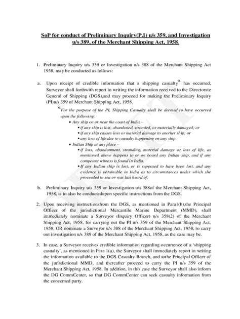 Fillable Online Sop For Conduct Of Preliminary Inquiry P I U S 359 And Fax Email Print