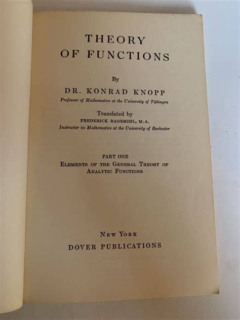 Theory Of Functions Part 1 By Konrad Knopp 1945 First American Editio Retro Unit