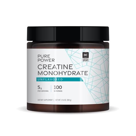 Pure Power Creatine Monohydrate NSF Certified For Sport Unflavored G Servings