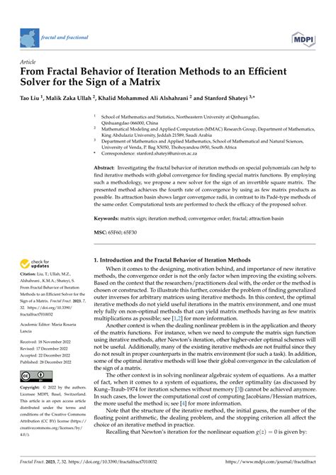 Pdf From Fractal Behavior Of Iteration Methods To An Efficient Solver