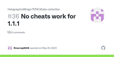 No Cheats Work For Issue HolographicWings TOTK Mods Collection GitHub