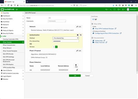 Route Based VPN Tunnel FortiGate Cisco ASA Weberblog Net