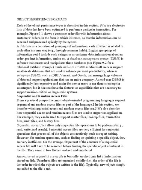Object Persistence Formats Pdf Databases Relational Database