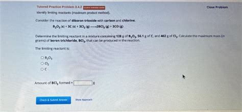 Solved Identify Limiting Reactants Mole Ratio Method Chegg Com