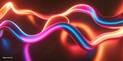새해 복 많이 받으세요 화려한 네온 텍스트 효과 갈색 배경 Png 일러스트 무료 다운로드 Lovepik