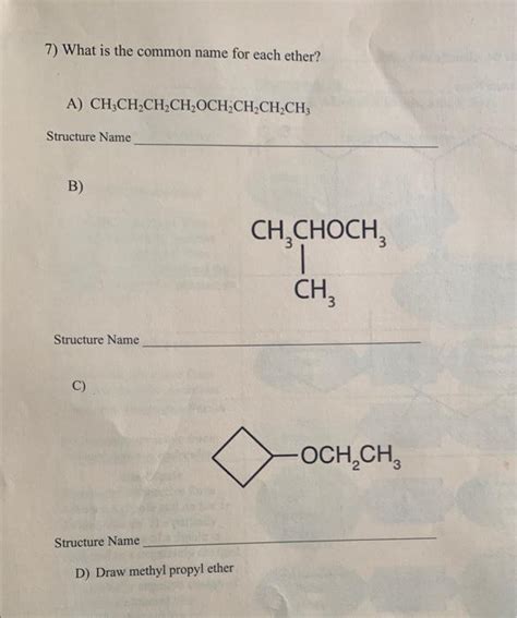 Solved B Structure Name C Structure Name D Draw Methyl