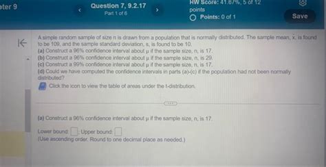solved a simple random sample of size n is drawn from a