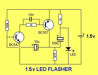 ShangHui Products Simple V Powered LED Flasher Circuit Diagram